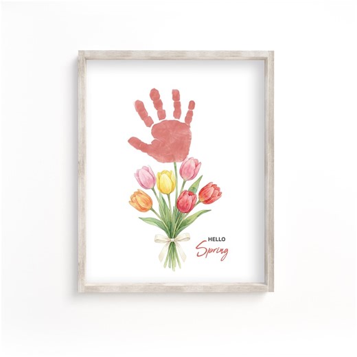 Hello Spring Handprint Craft | Printable Kids Art (digital Download) - Etsy