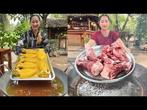 Amazing cooking skill: Fry Cuttlefish, Beef bone fry soup, Snakehead fish fry | Country chef cooking