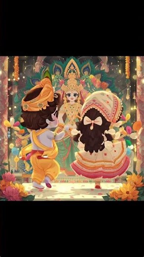 When love meets devotion ❤️✨ Radha and Krishna playfully dancing Garba. #navratri2025