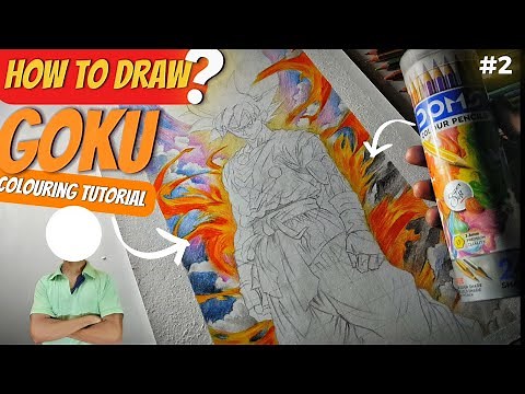 HOW TO DRAW GOKU COLOURING TUTORIAL✅ With DOMS COLOUR PENCILS🔥| GOKU COLOURING TUTORIAL #gokudrawing