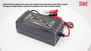 Sunchonglic New Smart Fast Battery Charger 12V 6A/10A With LCD Screen Display(FON-1206D/1210D) 1.Max charging current:6A/10A 2.Rated input voltage:180V-240V 3.Adopt PWM charging mode,auto stop charging when the battery gets fully charged 4.Charging voltage/Battery capacity/Charging current LCD real-time display 5.Auto battery detection 6.Applicable for gel battery,lead-acid battery and maintenance-free battery 7.Prevent battery from losing liquid(Low battery dehydration rate) Clarence Mobile/WeC