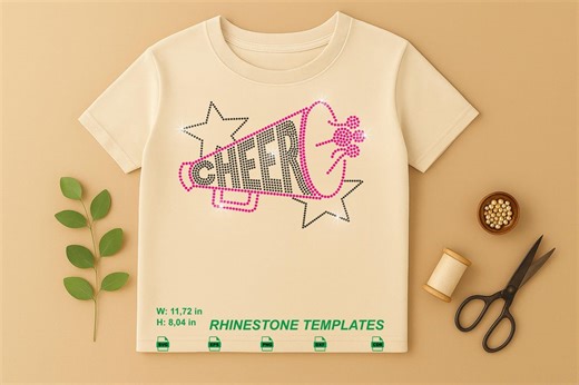 Cheer Megaphone Rhinestone Template SVG, Bling Cheerleader Shirt Design, Heat Transfer Stone Pattern - Etsy