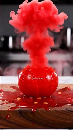 Mesmerizing Laser Experiment Cuts Tomato 🍅 | Stunning Visual Effects in Slow Motion #Shorts