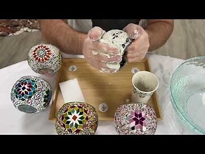 How To Make A Mosaic Lamp - Step 4: Plaster / Grout Part