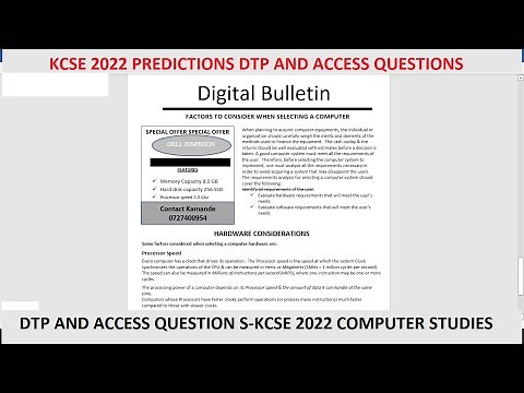 KCSE 2022 Prediction Computer Studies Paper 2 |Practical | Access and DTP Questions