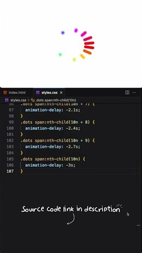 🎨 Color Wheel Loader Animation | HTML & CSS Custom Properties 💻 #html #css #shorts #viral #coding