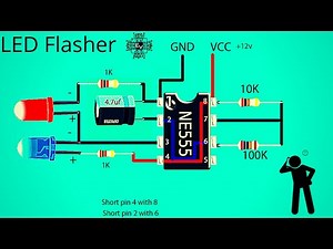 How to make led flasher circuit using 555 timer ic | 2 led flasher circuit
