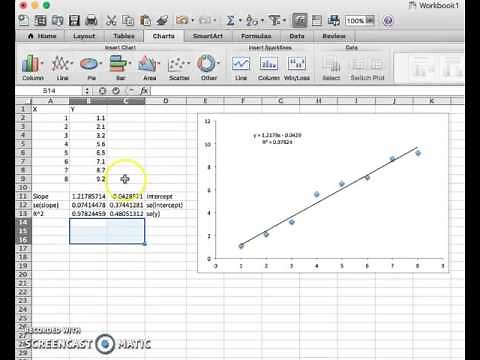 Using the LINEST function on Microsoft Excel