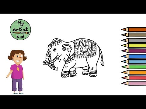 How to Draw a Festive Elephant - Easy drawing, painting and coloring for kids
