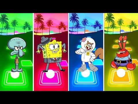 Tiles Hop Battle | Squidward 🆚️ Spongebob 🆚️ Sandy 🆚️ Mr Krabs