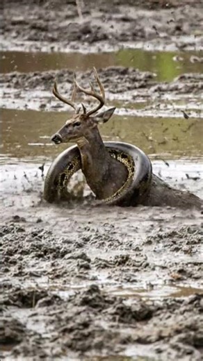 Anaconda Explodes From Water at Deer number 11