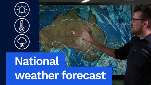 National Weather Forecast: Showers in the SE and SW, cool, dry and sunny elsewhere. Video current as of 2pm AEST 9 June 2025. For the latest forecasts and warnings, go to www.bom.gov.au or the BOM Weather app. | Bureau of Meteorology