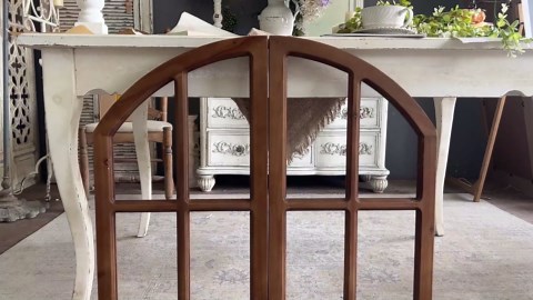 Sintosin Farmhouse Arched Window Frame Wall Decor 30 Inch Tall, Set of 2 Hanging Burning Finished Wooden Window Pane above Bed Wall Art, Rustic Home Decor for Living Room Fireplace Entryway Hallway