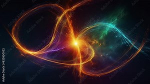 Cosmic beautiful phenomenon of the universe. Explosion of Cosmic Energy Dramatic Confluence of Blue and Orange Colors in a Spectacular Explosion that Illuminates a Dark Universe Full of Stars. 4K