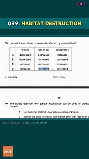 IGCSE Biology - Multiple Choice - Extended (paper 2) - Exams from 2025 #biology #exams #revision