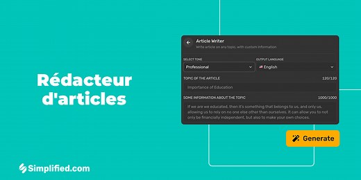 Rédacteur d'articles AI gratuit – Générez un article en quelques secondes