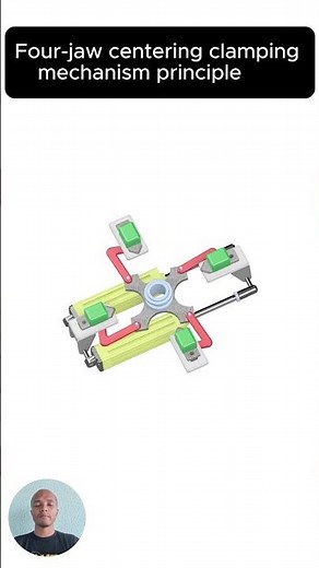 Four jaw centering clamping mechanism principle #cad #working #mechanism #gripper #3ddesign