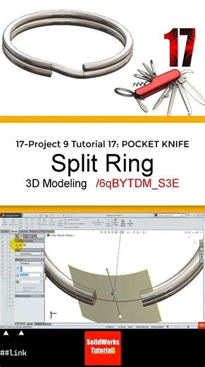 17-3D Draft | Pocket Knife |:Split Ring #3d #solidworks #tutorial #cad #drawing #engineering #design