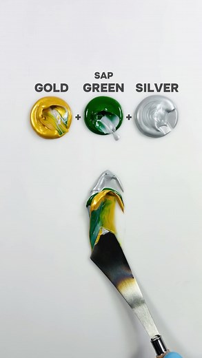 Mesmerizing Metallic Gold and Green Paint Mixing Art