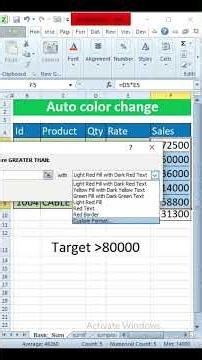 Excel में Target पूरा हुआ या नहीं? 😱 | Auto Color Change Trick | Gyan World #shorts