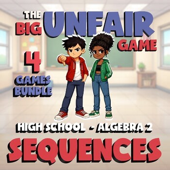 4 BIG UNFAIR Math Games - Sequences - Algebra 2 No Prep Review Activity