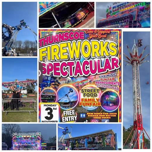 Thurnscoe firework spectacular 🔥 Thurnscoe's Hottest Ticket in Town! Firework spectacular 🔥 Clear your calendars! The Thurnscoe firework spectacular and Family Funfair is coming to the Thurnscoe Working Men's Club (S63 0QJ) on 3rd of November and you DO NOT want to miss it! We're bringing the thrills with our amazing rides, the giggles with our kids' zone, and the excitement Imagine the wind in your hair, the lights flashing, and the sound of pure joy all around you. That's the Thurnscoe Famil