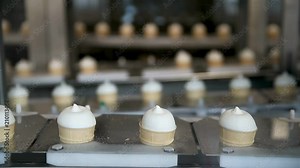 Automated production of ice cream. Ice cream factory. Ice cream production line.