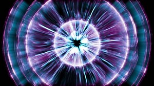 Blue and violet circular abstract in a dark background