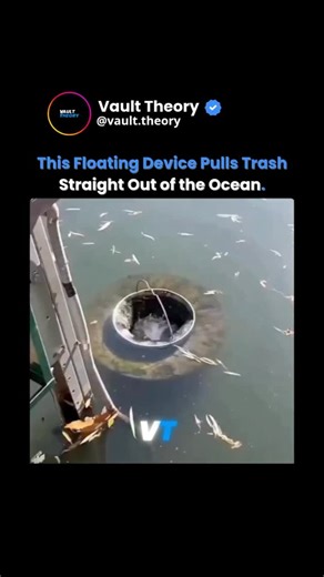 Vault Theory on Instagram: "It doesn’t chase trash—it lets the ocean deliver it. This floating system uses natural currents and passive barriers to collect plastic and debris, intercepting waste before it disperses—turning the ocean’s own movement into a cleanup force. 🌊 How the system works: · A floating, curved barrier guides debris toward a central collection point · The design allows marine life to pass safely underneath · Collected trash is periodically removed and sorted for recycling or