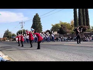 Firebaugh high school marching band and color guard at the Merced CCBR 2024