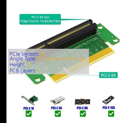 PCI E 8X Riser Card 0 Degree Server Adapter