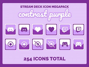 Contrast Purple Stream Deck Icon MEGAPACK - 254 ICONS TOTAL for Elgato Stream Deck - Etsy