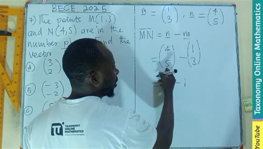 BECE 2025 - Paper 1 | Question No. 7 | How to Find Displacement Vector of Two Vectors #followersシ゚ #highlights #BECE2025 #SPSCAmbassador #21stdigiskillz #followers | Taxonomy online mathematics