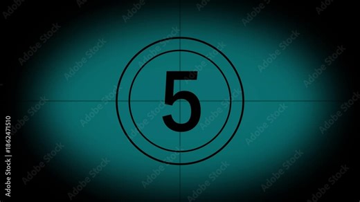 A vintage film countdown Vintage, old, retro projected film head leader with realtime countdown clock from 10 to 0.4k video