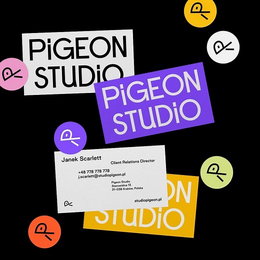 Blürbstudio on Instagram: "Remember our three variants of logo for Pigeon Studio? We went further, turning the sweet version into a brandmark—here, presented both on its own and on yet another grid, one we’ve made for their analogue business cards. Those high-fliers deserved no less! #typographic #brandidentity #brandguidelines #designfeed #eyeondesign #pigeonlife #communicationdesign #branding #visuals #motion #motiongraphics #businesscard #typemedia #typo"