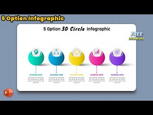 100.PowerPoint Template Design-5 Option 3D Circle infographic | Free Download