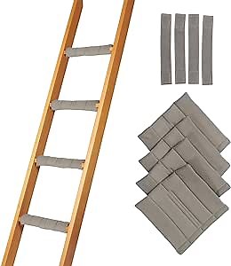 Hudson Comfort Bunk Bed Ladder Pads - Soft Brushed Fabric for Foot Comfort with Anti Slip Dots on Bottom - Strong Hook and Loop and Adjustable Straps for a Tight Wrap - 10x10 Inch (Set of 4) (Gray)