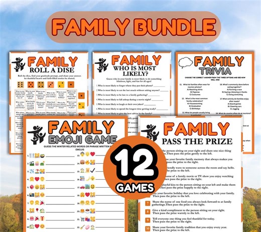 Family Games Bundle Printable | 12 Fun Party Games | Think Fast, Roll a Dice, Most Likely, Left Right, Pass the Prize, Trivia & More - Etsy