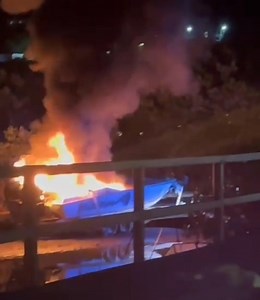 FIRE ALERT ⚠️ A Go-Fast Boat Was Completely Destroyed By Fire Earlier Tonight January 9, 2025. This Occured At West End Tortola. Circumstances Surrounding this latest boat are not known at this time. | JTV Channel 55