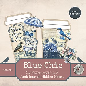 Hidden Note Coffee Cup Printable | Blue Chic Printable Coffee Cup | Hidden Notes Junk Journal Ephemera | Fussy Cuts, Secret Tag Pull Tabs - Etsy