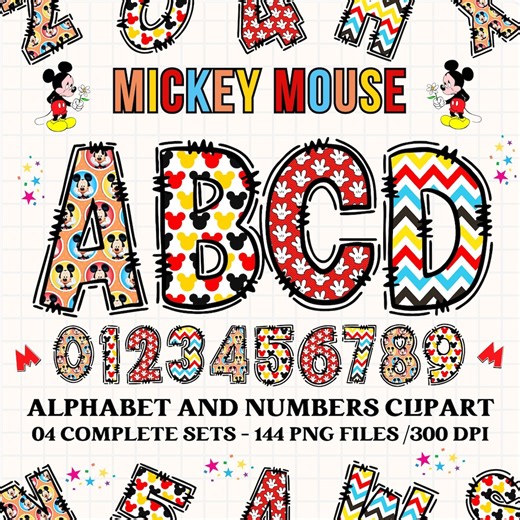 Paquete de alfabeto de mickey mouse, cliparts png mickey mouse, letras y números png, alfabeto doodle png, mickey mouse doodle letters - Etsy España