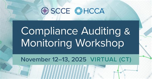 Starts next week--register now! This intermediate-level workshop will teach you what it takes to successfully participate in the auditing & monitoring process, from planning and scoping considerations to execution and follow up. https://my.corporatecompliance.org/s/community-event?id=a1mUQ000002HRc9YAG&utm_source=social&utm_medium=organic-social&utm_campaign=2025-audmon-workshop&utm_term=hcca-register | Health Care Compliance Association (HCCA)