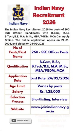 Indian Navy Recruitment Notification 2026! #india #navy #job #govtjobs #jobsrv #news #shorts