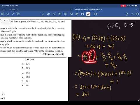 Committee Formation Problems || Boys & Girls Selection || JEE Advanced 2018 Maths
