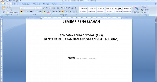 Contoh dokumen rencana kerja sekolah (rks) 4 tahun terbaru