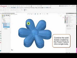 Creating an embossed flower in SOLIDWORKS with Power Surfacing.