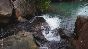 Gentle Stream Flowing Over Rocks, Tranquil Forest Creek, Serene Water Stream in Nature, Peaceful Water Flow in the Wild, Flowing Creek Through Rocks, Calm Stream in Forest Landscape Adobe Stock Video.