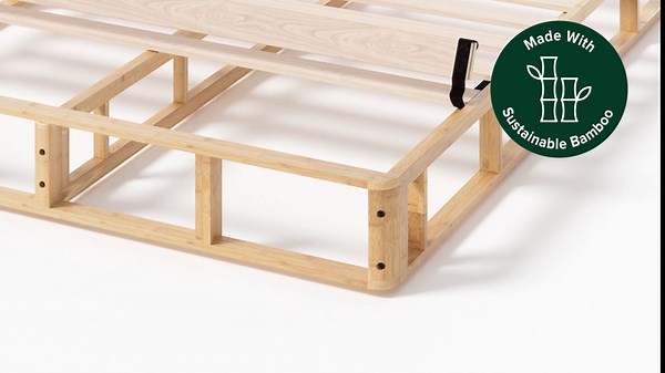 Zinus Edgar 4 Inch Bamboo Box Spring, Mattress Foundation, Sturdy Bamboo Structure, Low Profile, Easy Assembly, Full