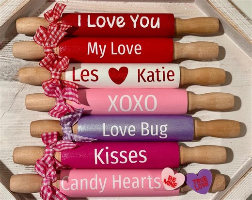 Valentine's Day Mini Rolling Pin, Personalized Tiered Tray Decor - Etsy