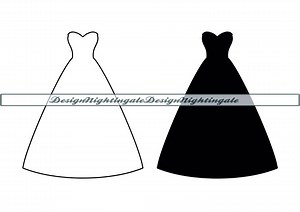 Wedding Dress Outline SVG, Strapless Gown Clipart (digital Files) - Etsy